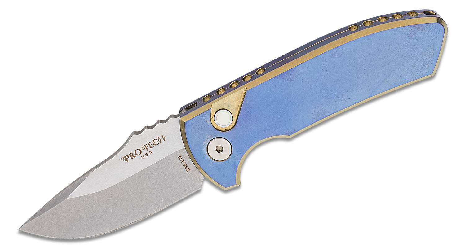 Pro-Tech LG334 Custom Les George SBR Short Bladed Rockeye AUTO Folding Knife 2.5" S35VN Two-Tone ...