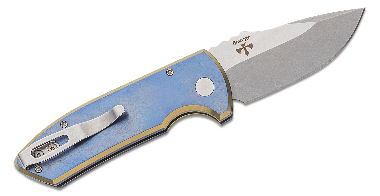 Pro-Tech LG334 Custom Les George SBR Short Bladed Rockeye AUTO Folding Knife 2.5" S35VN Two-Tone ...