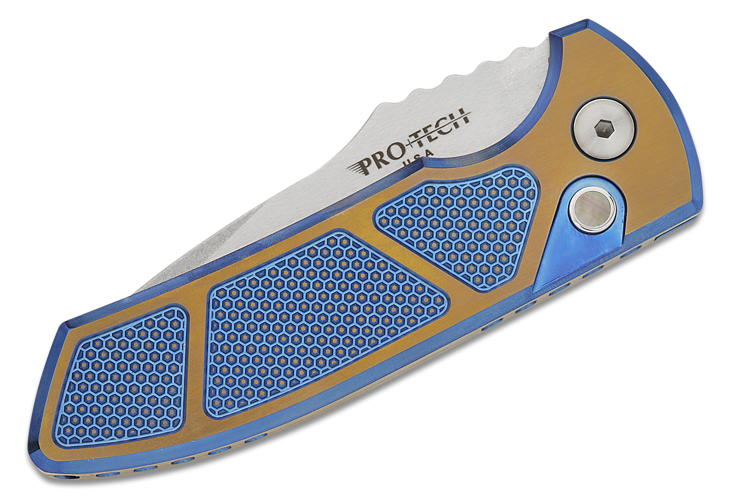 Pro-Tech Custom Les George SBR Short Bladed Rockeye AUTO Folding Knife 2.5" S35VN Stonewashed ...