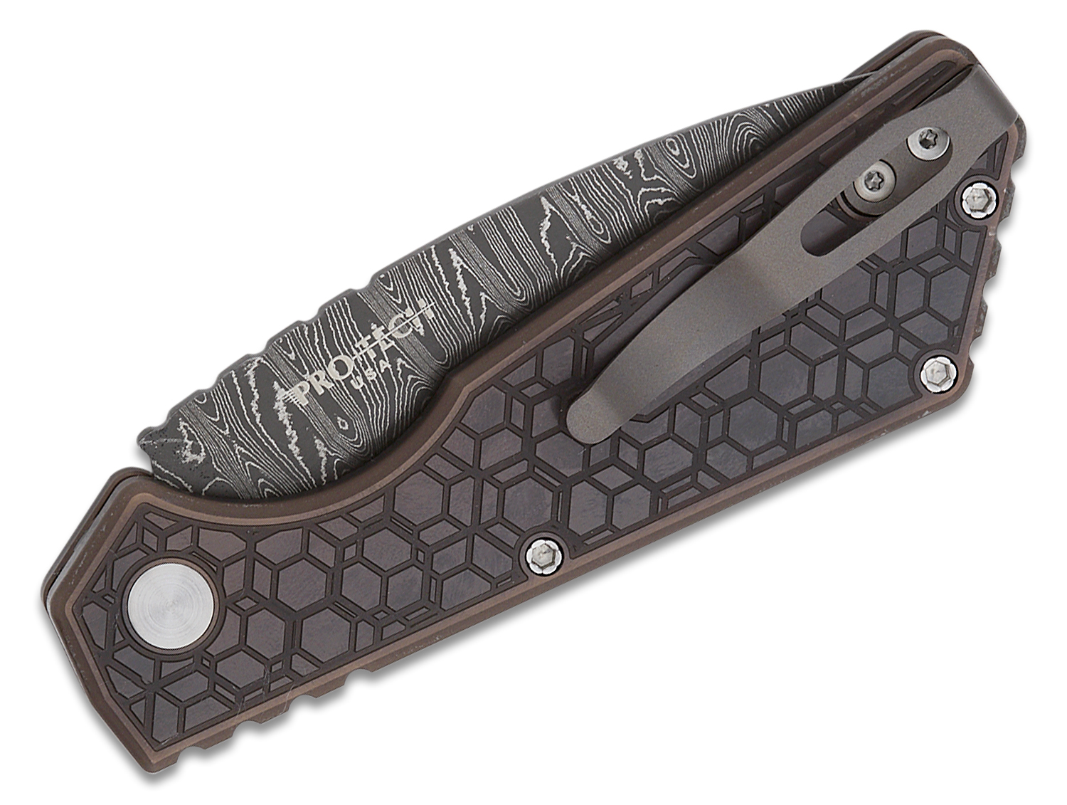 Pro-Tech Strider Custom PT& AUTO Folding Knife 3.05" Nichols Damascus ...