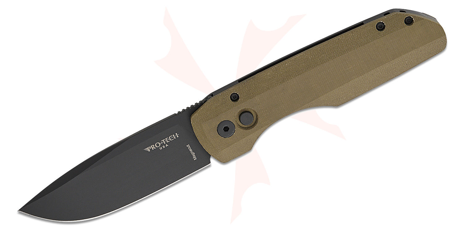 Pro-Tech Vero Synapse AUTO Folding Knife 3.45" CPM-MagnaCut Black DLC Drop Point Blade, Green ...