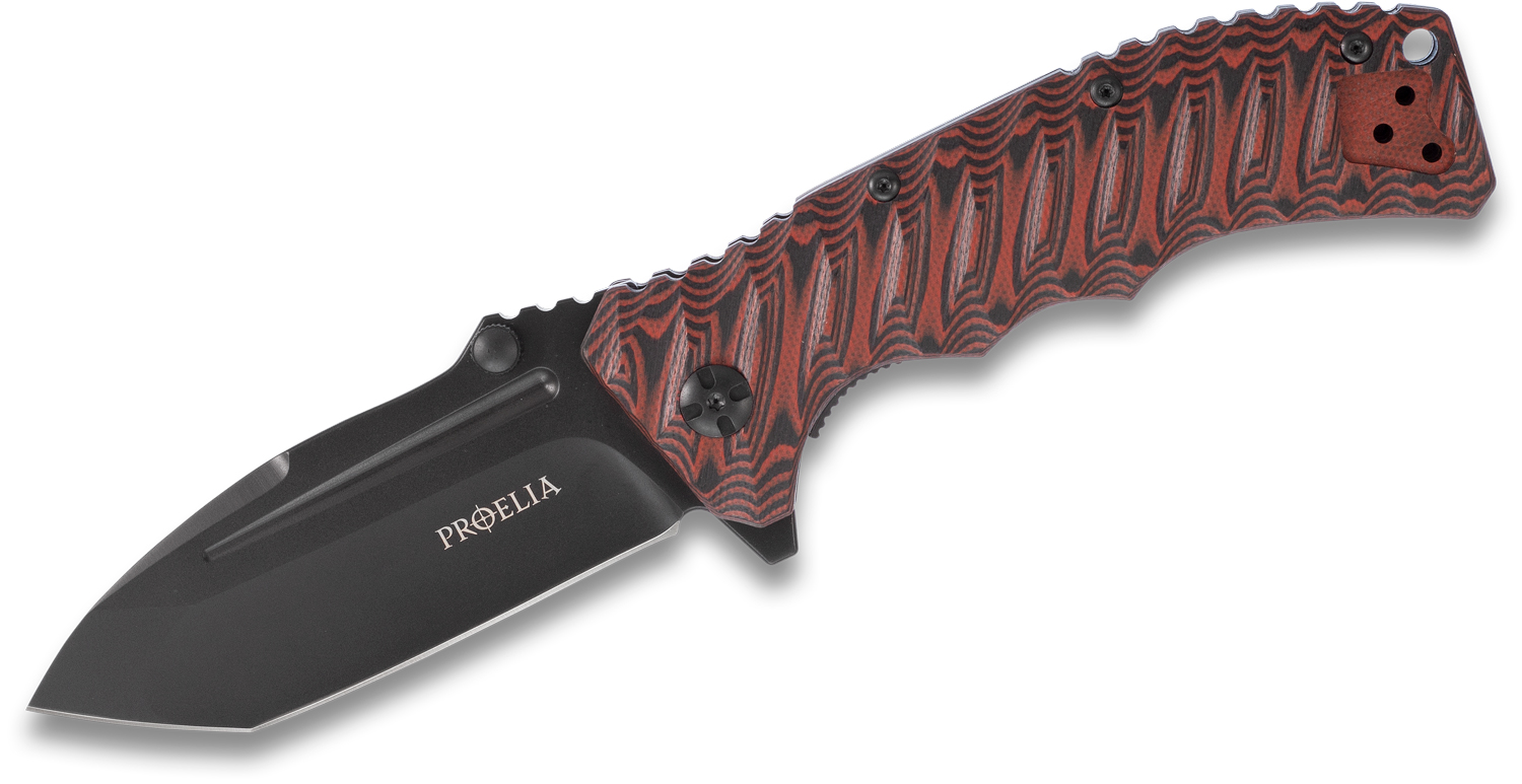 Proelia Knives TX010RBK Tactical Folding Knife 4" Black D2 Tanto Blade ...
