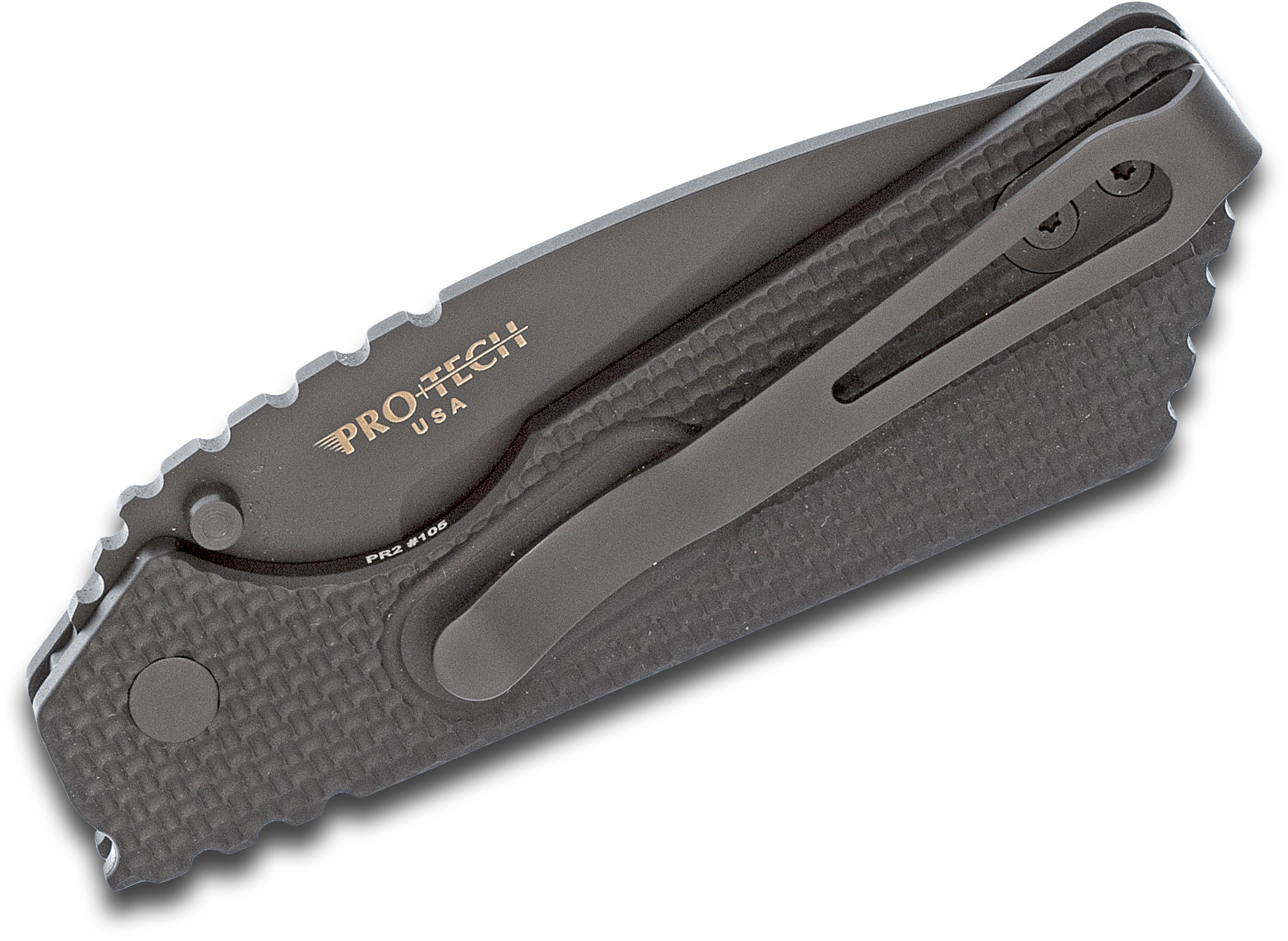 Pro-Tech Strider 2307 PT AUTO Folding Knife 2.75" 154CM Black DLC Plain ...
