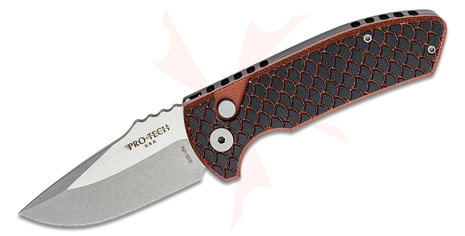 Pro-Tech Les George SBR Short Bladed Rockeye AUTO Folding Knife 2.5" S35VN Stonewashed Plain ...