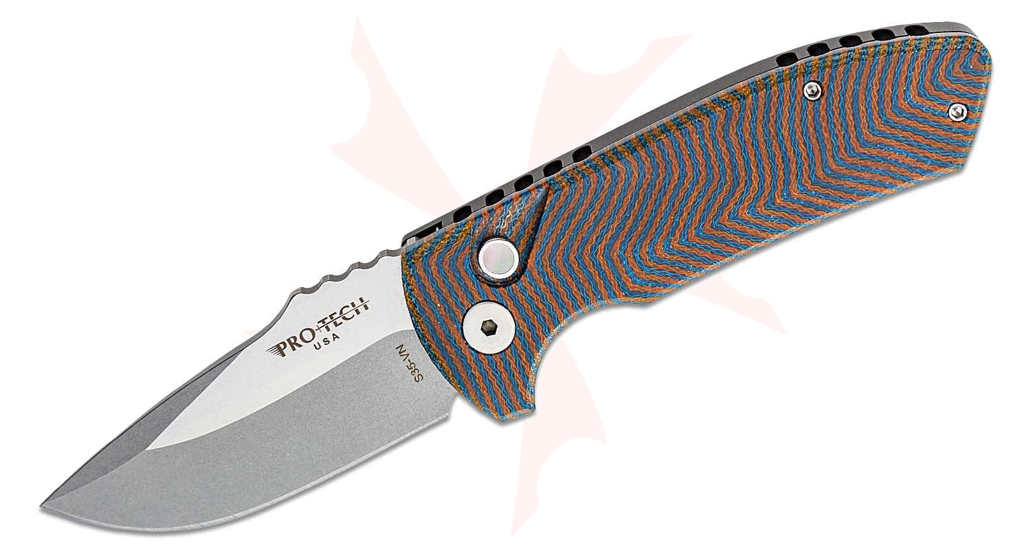 Pro-Tech Les George SBR Short Bladed Rockeye AUTO Folding Knife 2.5" S35VN Stonewashed Plain ...