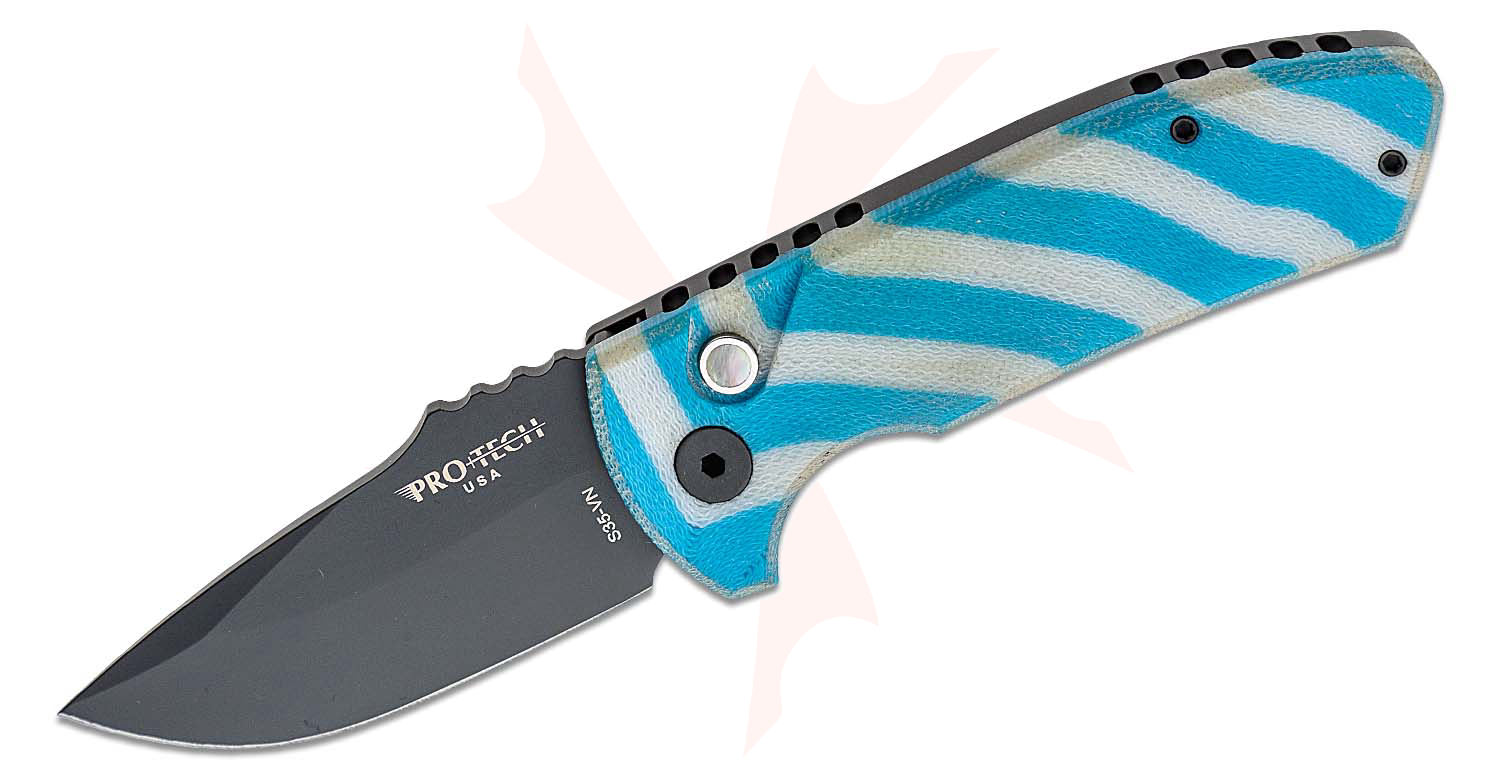 Pro-Tech Les George SBR Short Bladed Rockeye AUTO Folding Knife 2.5" S35VN Black DLC Plain Blade ...