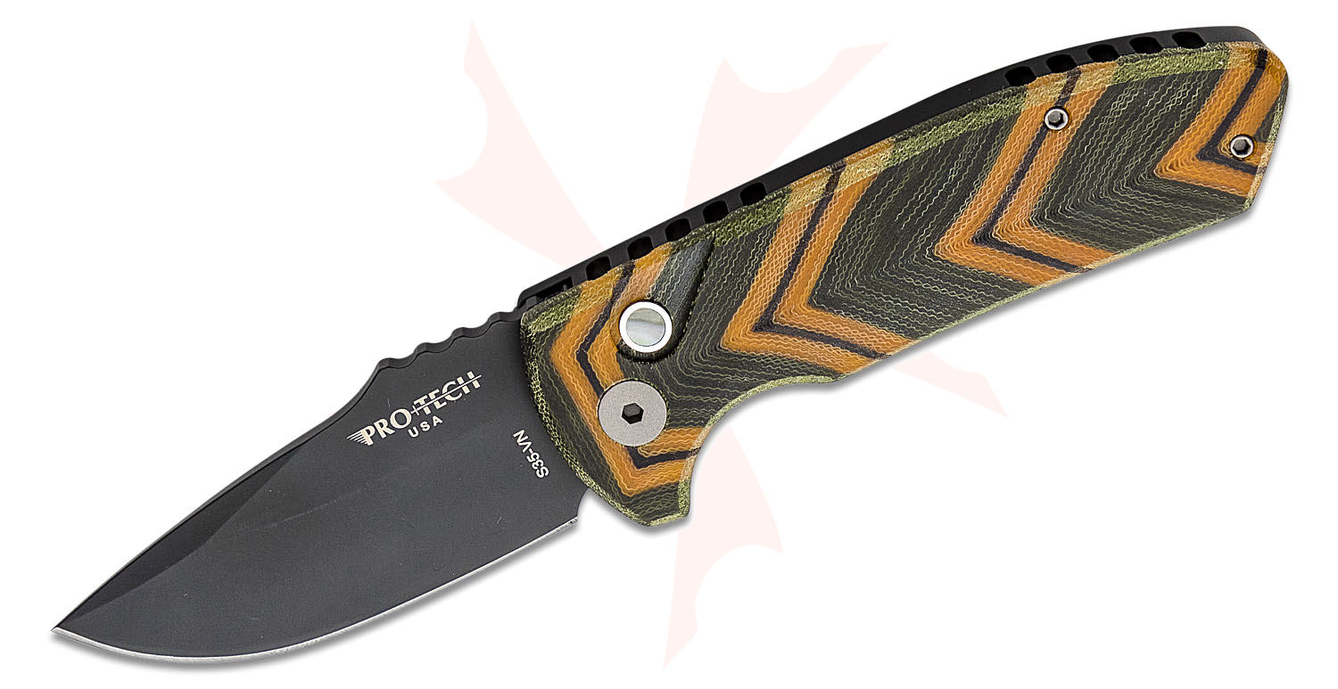 Pro-Tech Les George SBR Short Bladed Rockeye AUTO Folding Knife 2.5" S35VN Black DLC Plain Blade ...