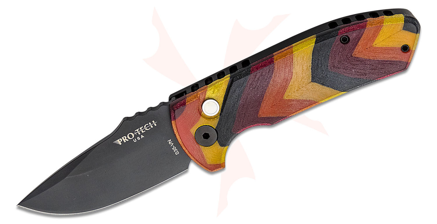 Pro-Tech Les George SBR Short Bladed Rockeye AUTO Folding Knife 2.5" S35VN Black DLC Plain Blade ...