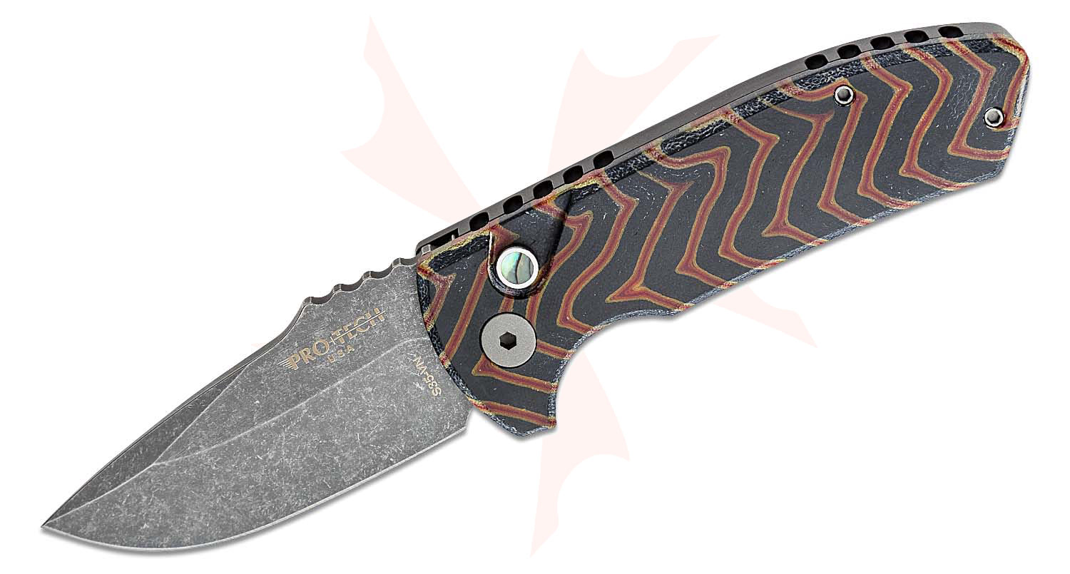 Pro-Tech Les George SBR Short Bladed Rockeye AUTO Folding Knife 2.5" S35VN Acid Washed Plain ...