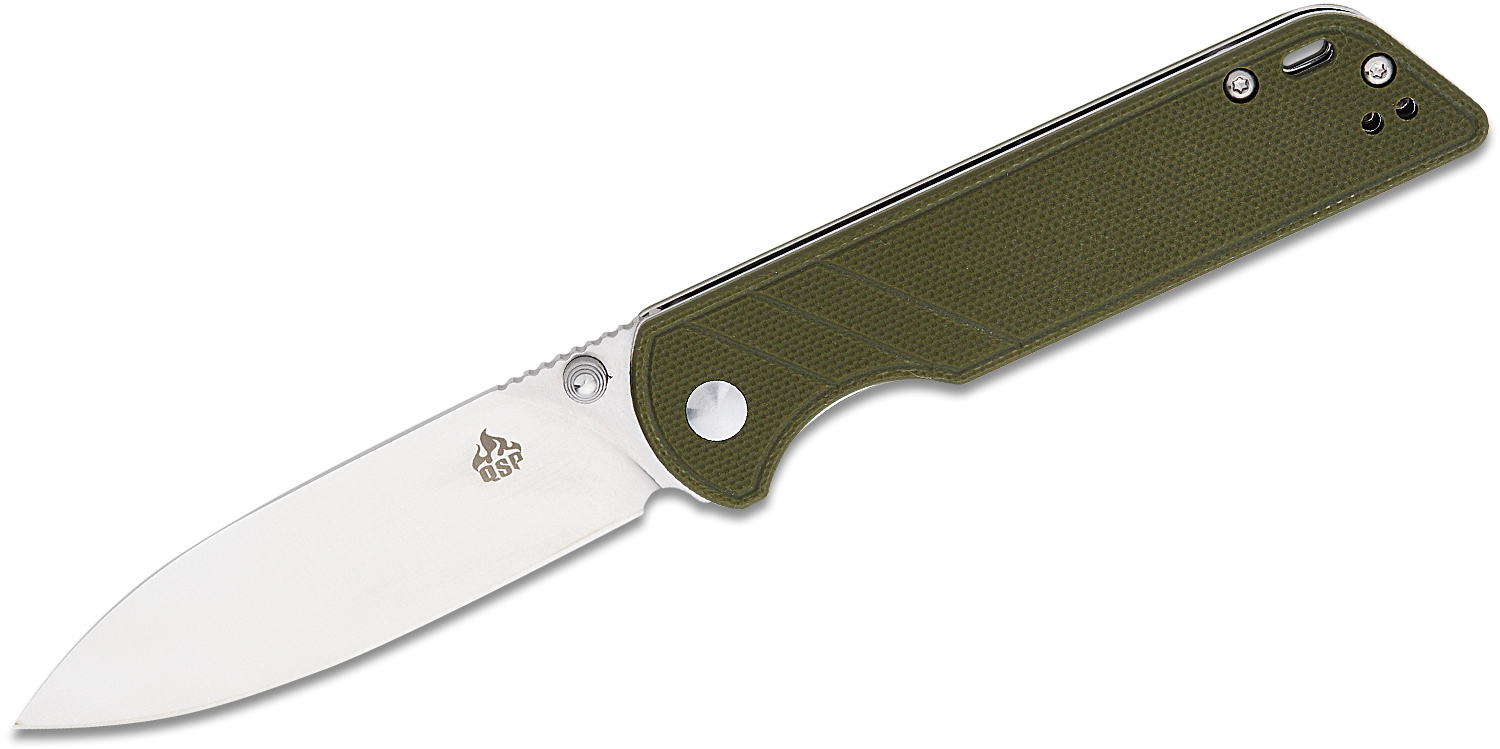 QSP Knives Parrot V2 Liner Lock Folding Knife 3.25" D2 Satin Spear ...