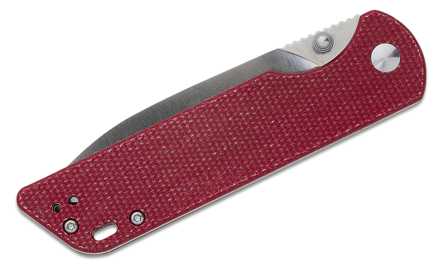 QSP Knives Parrot V2 Liner Lock Folding Knife 3.25" D2 Satin Spear Point Blade, Red Micarta ...