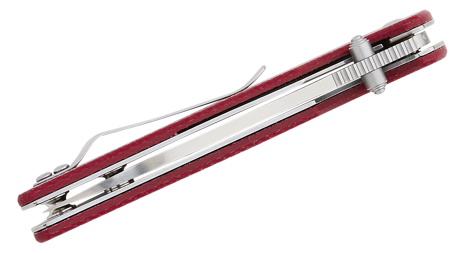 QSP Knives Parrot V2 Liner Lock Folding Knife 3.25" D2 Satin Spear Point Blade, Red Micarta ...