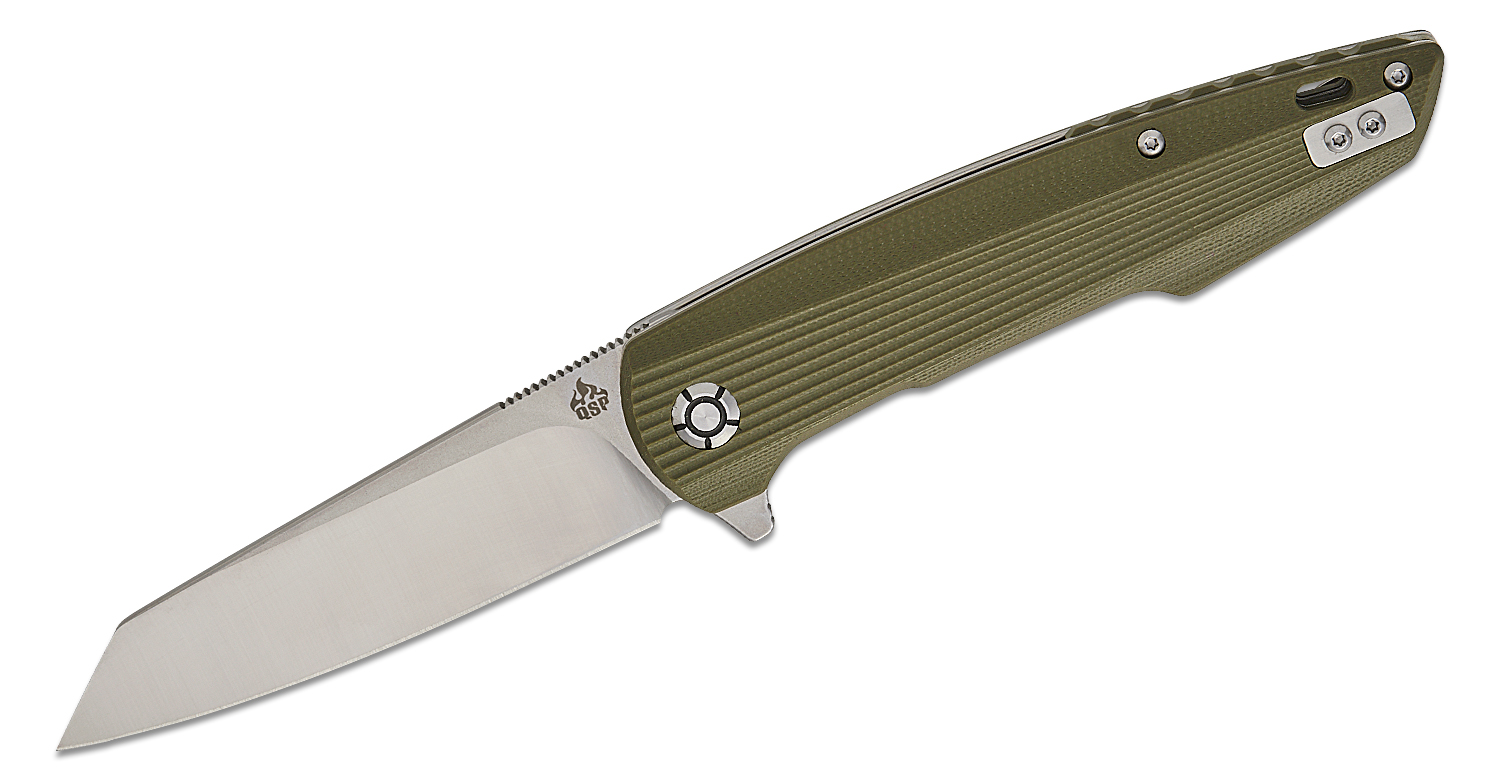 QSP Knives Phoenix Flipper Knife 3.75" D2 Two-Tone Reverse Tanto Blade ...