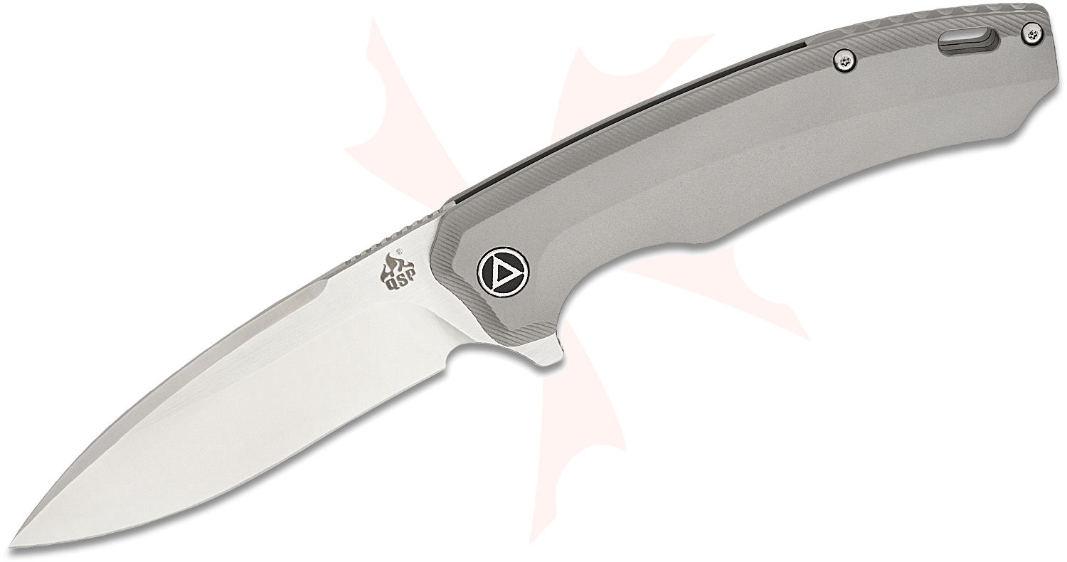 QSP Knives Woodpecker Frame Lock Flipper Knife 3.75" M390 Satin Drop ...