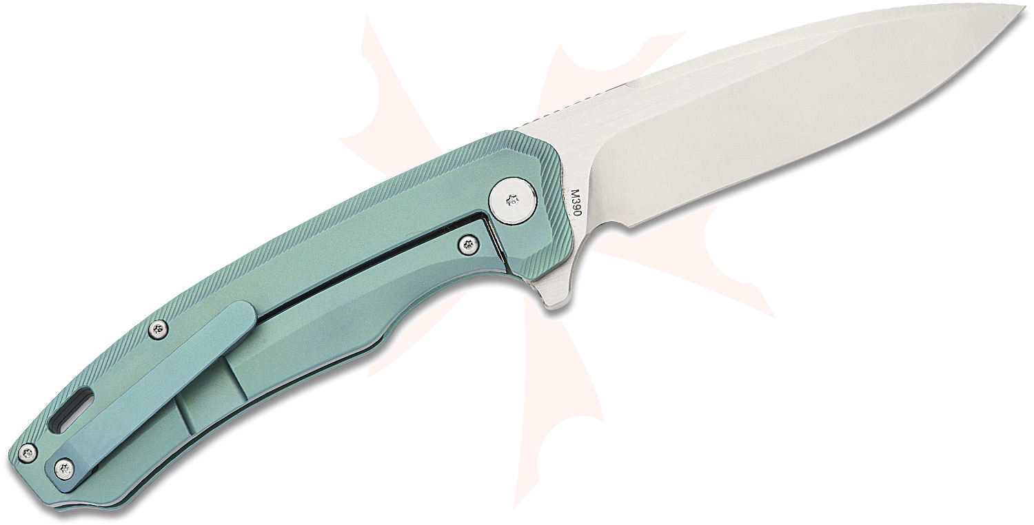 QSP Knives Woodpecker Frame Lock Flipper Knife 3.75" M390 Satin Drop ...