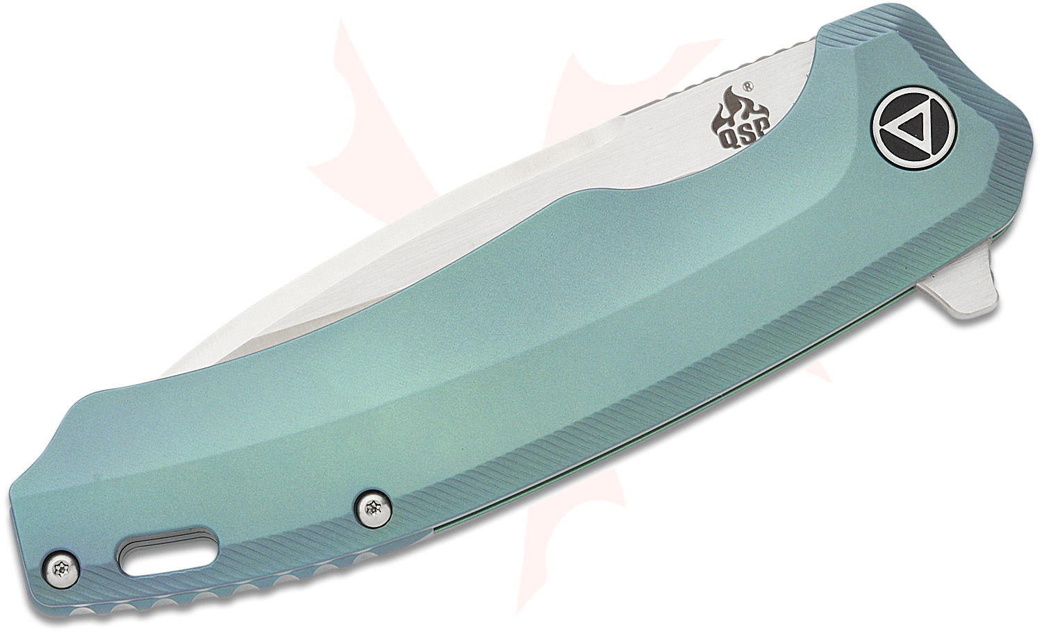 QSP Knives Woodpecker Frame Lock Flipper Knife 3.75" M390 Satin Drop ...