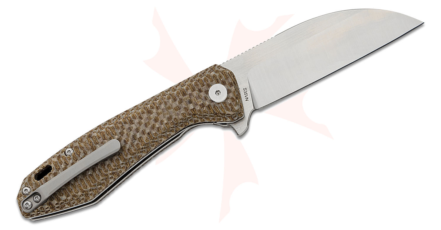 QSP Knives Pelican Flipper Knife 3.63" CPM-S35VN Two-Tone Satin ...