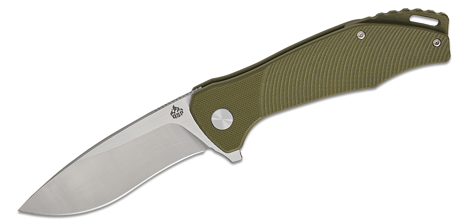 QSP Knives Raven Flipper Knife 3.38" D2 Two-Tone Recurve Drop Point ...