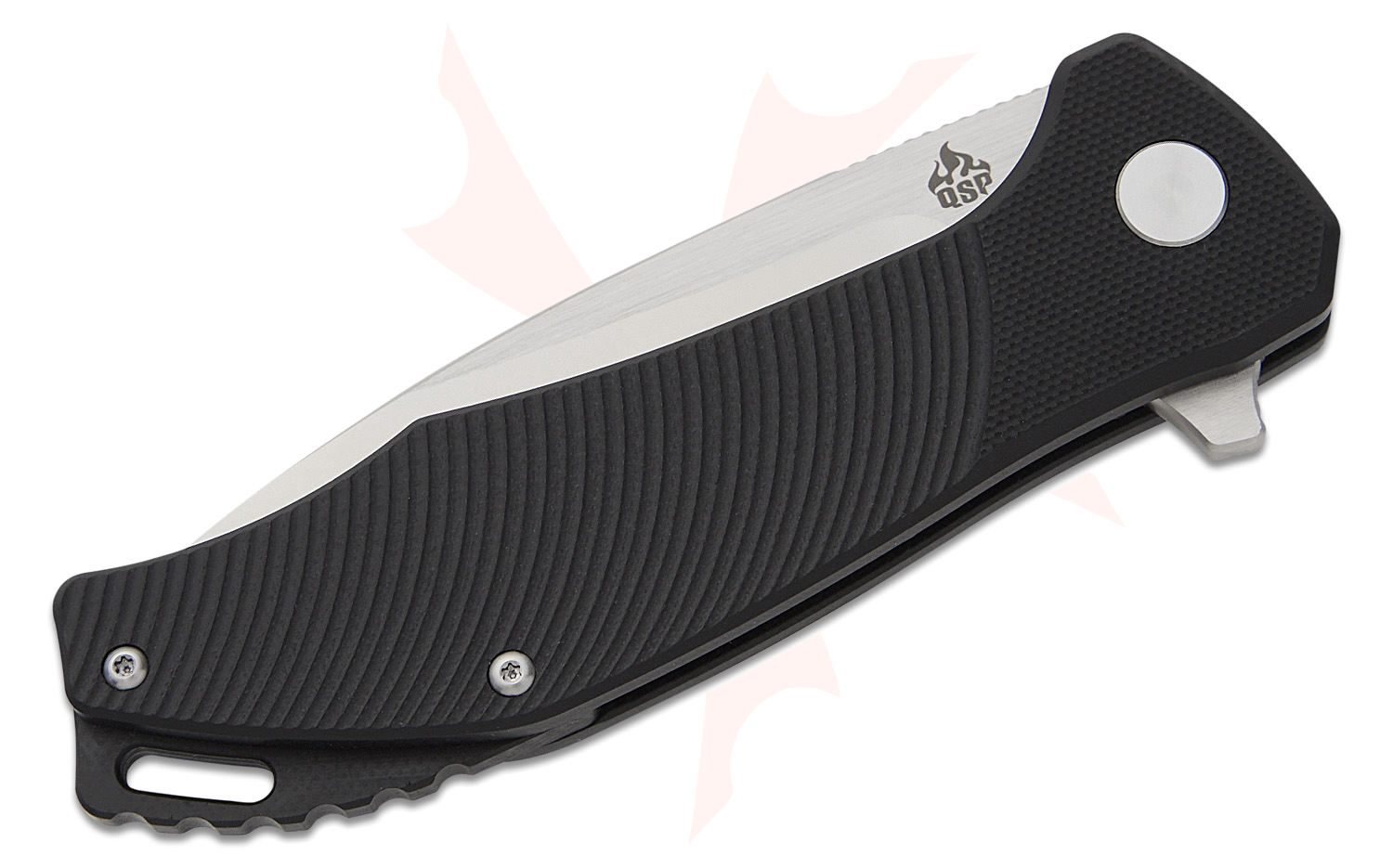 QSP Knives Raven Flipper Knife 3.375" D2 Satin Recurve Drop Point Blade ...
