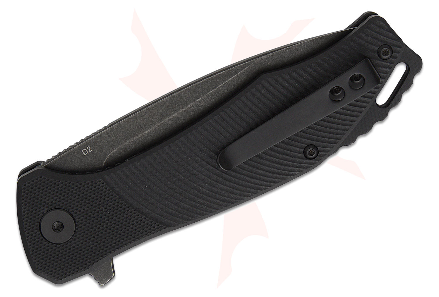 QSP Knives Raven Flipper Knife 3.375" D2 Black Stonewashed Recurve Drop ...