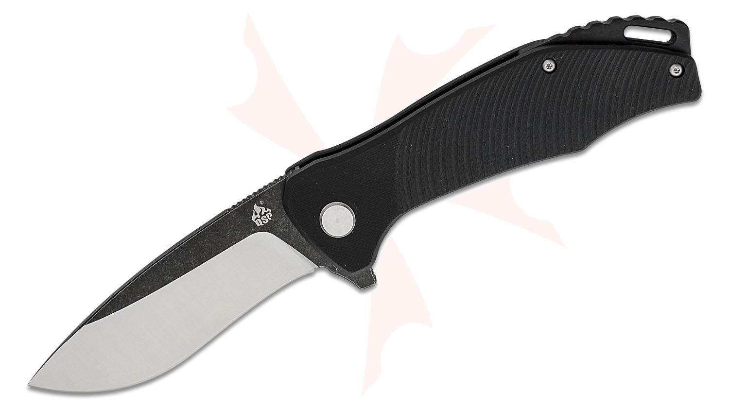 QSP Knives Raven Flipper Knife 3.375" D2 Two-Tone Recurve Drop Point ...