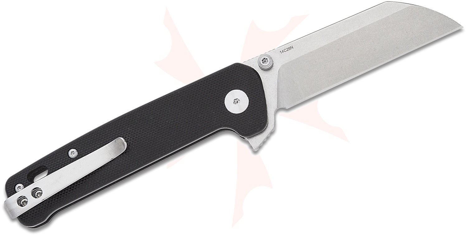 QSP Knives Penguin Button Lock Flipper Knife 3.06" 14C28N Stonewashed ...