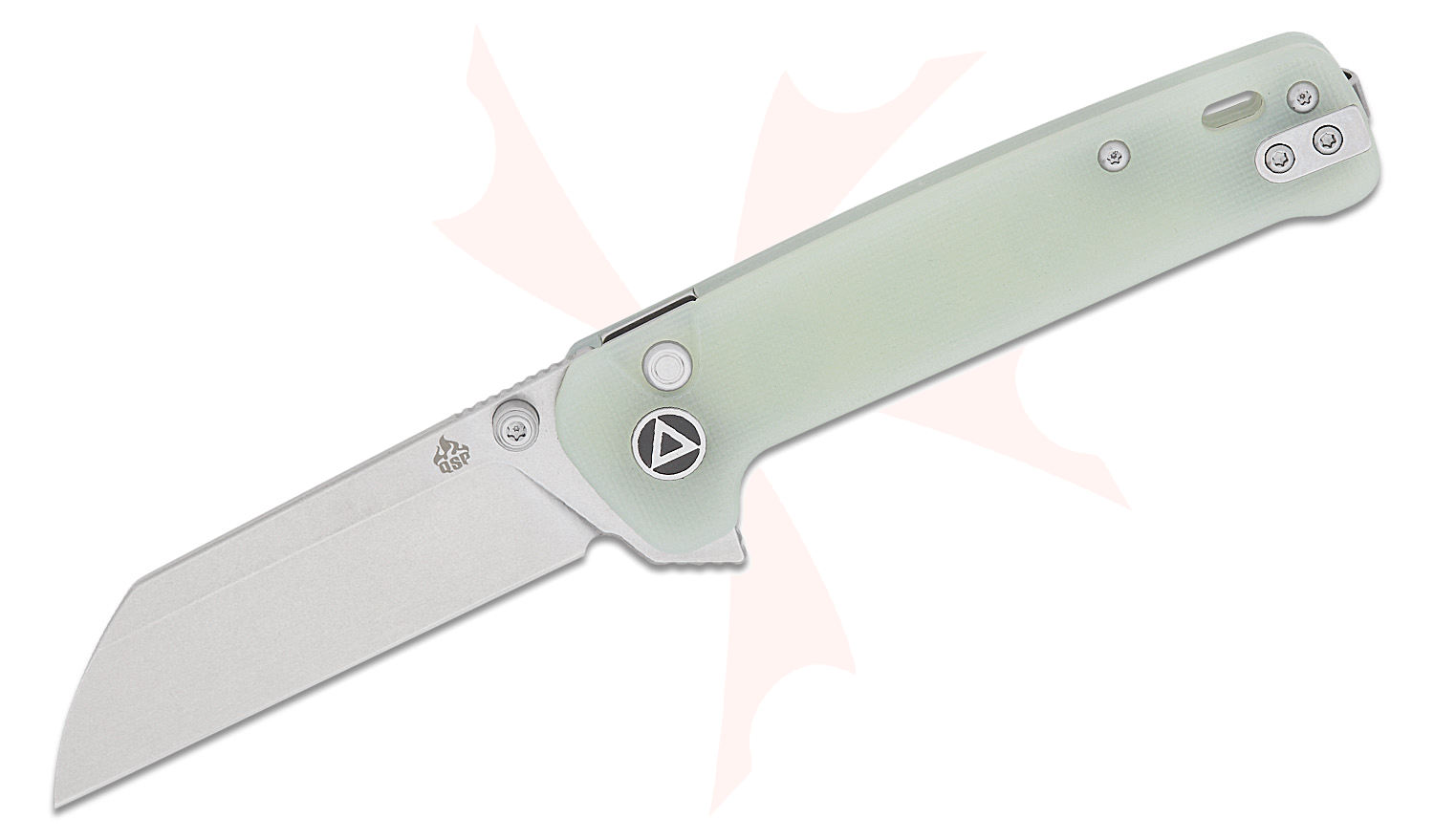 QSP Knives Penguin Button Lock Flipper Knife 3.06" 14C28N Stonewashed ...