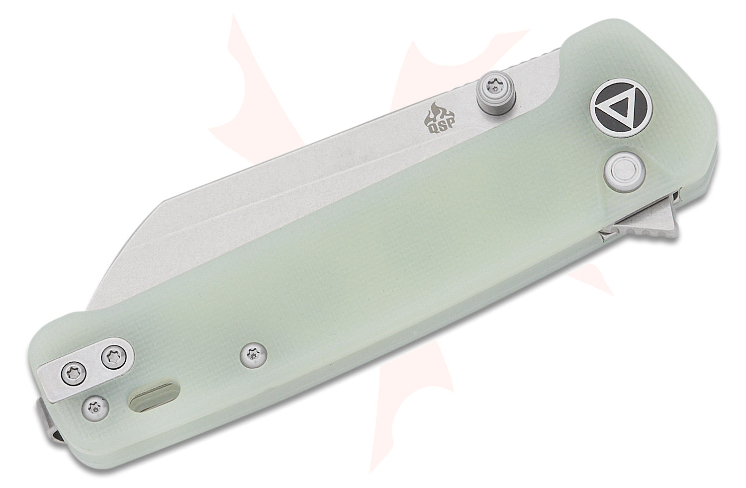 QSP Knives Penguin Button Lock Flipper Knife 3.06" 14C28N Stonewashed ...