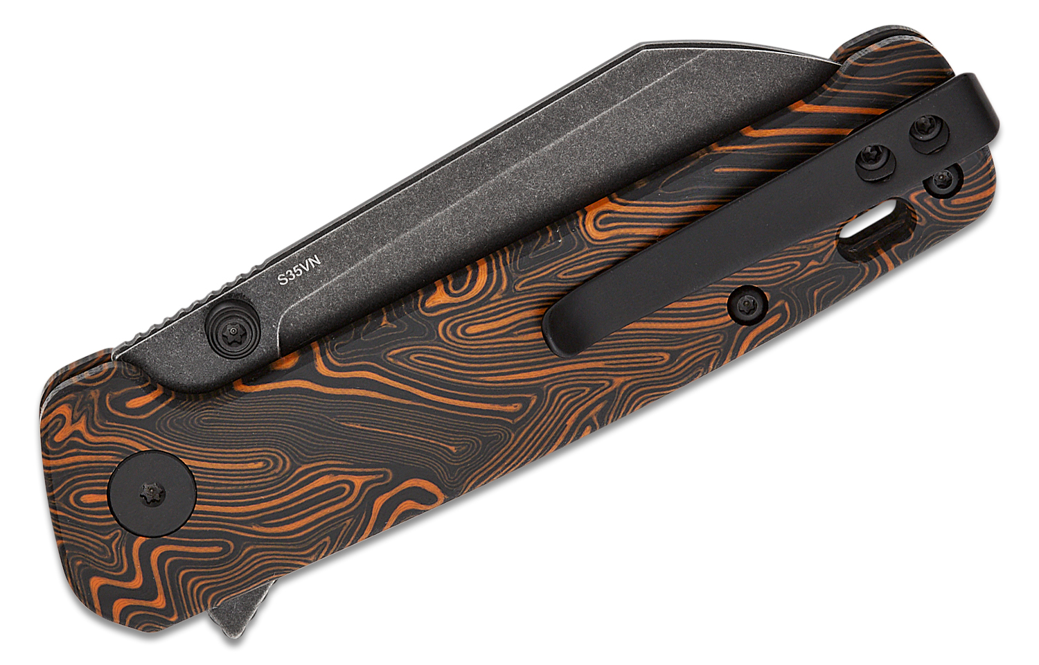 QSP Knives Penguin Button Lock Flipper Knife 3.06" CPM-S35VN Black ...