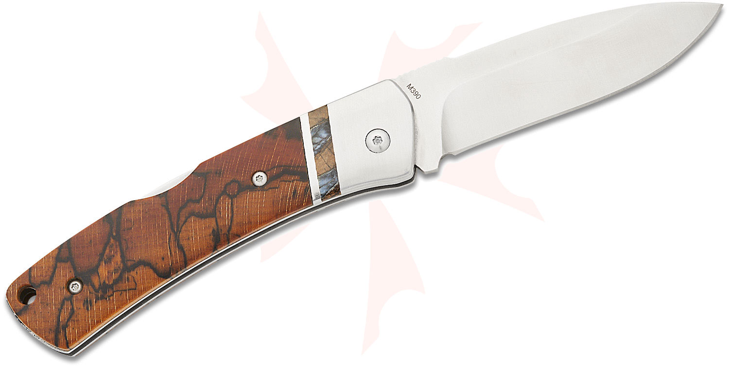 QSP Knives Mustang Folding Knife 3.125" M390 Satin Drop Point Blade ...