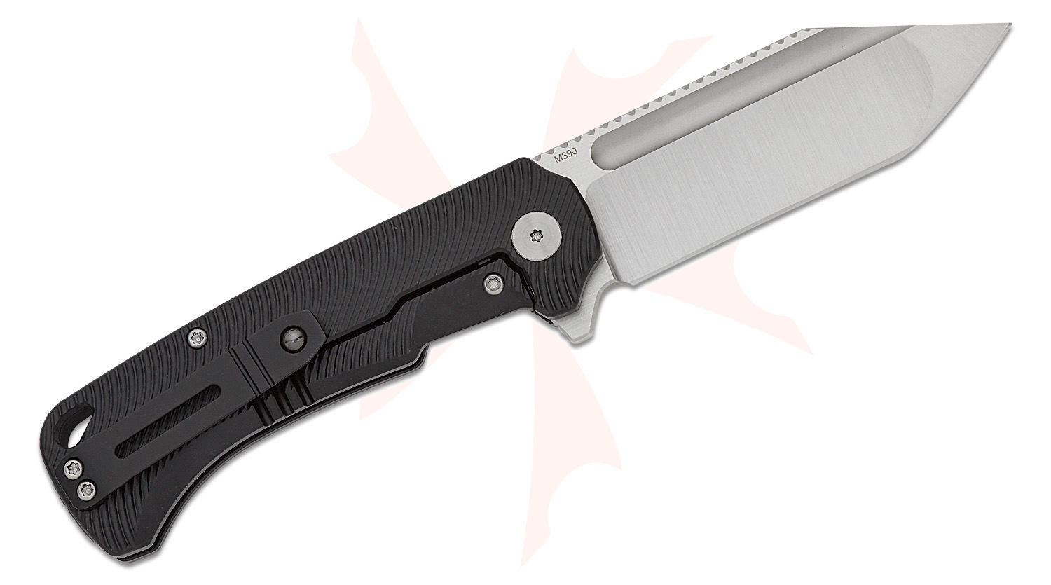 QSP Knives Rhino Flipper Knife 3.25" M390 Satin Flat Ground Clip Point ...