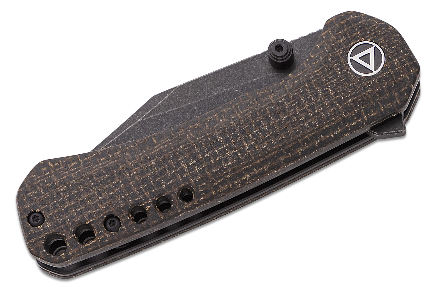 QSP Knives Kestrel Flipper Knife 2.88" 14C28N Black Stonewashed Clip Point Blade, Dark Brown ...