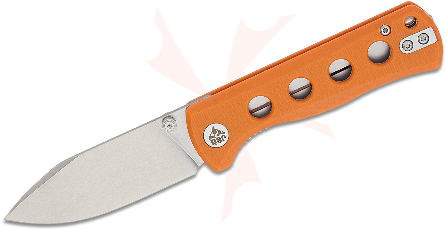 QSP Knives Canary Folding Knife 2.84" 14C28N Stonewashed Drop Point ...