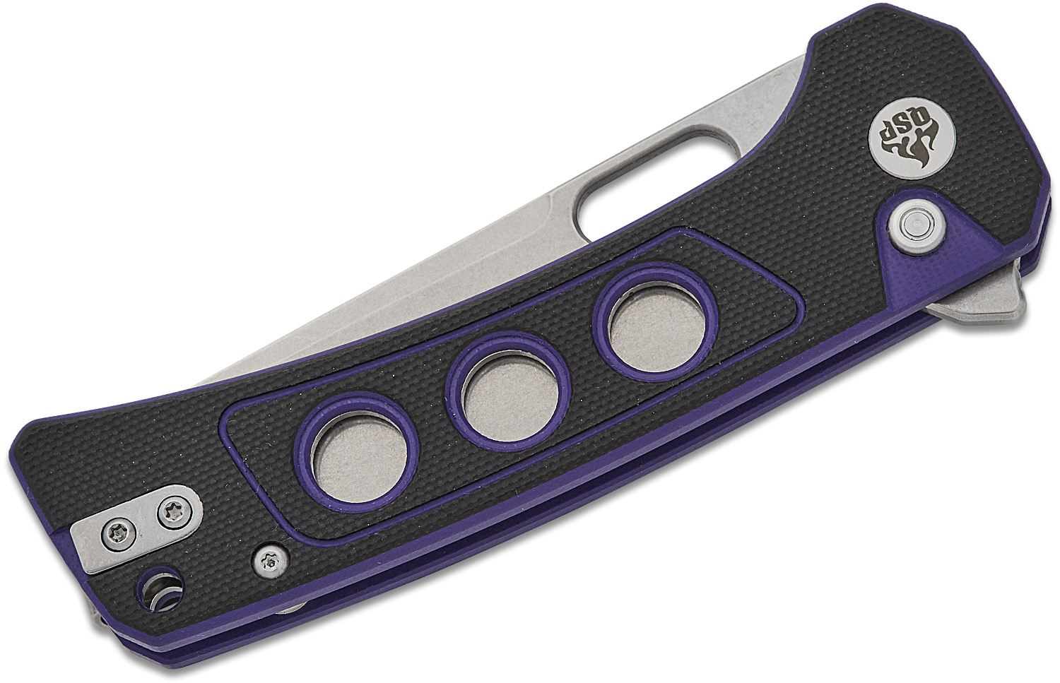 QSP Knives Unicorn Button Lock Flipper Knife 3.25" 14C28N Stonewashed ...