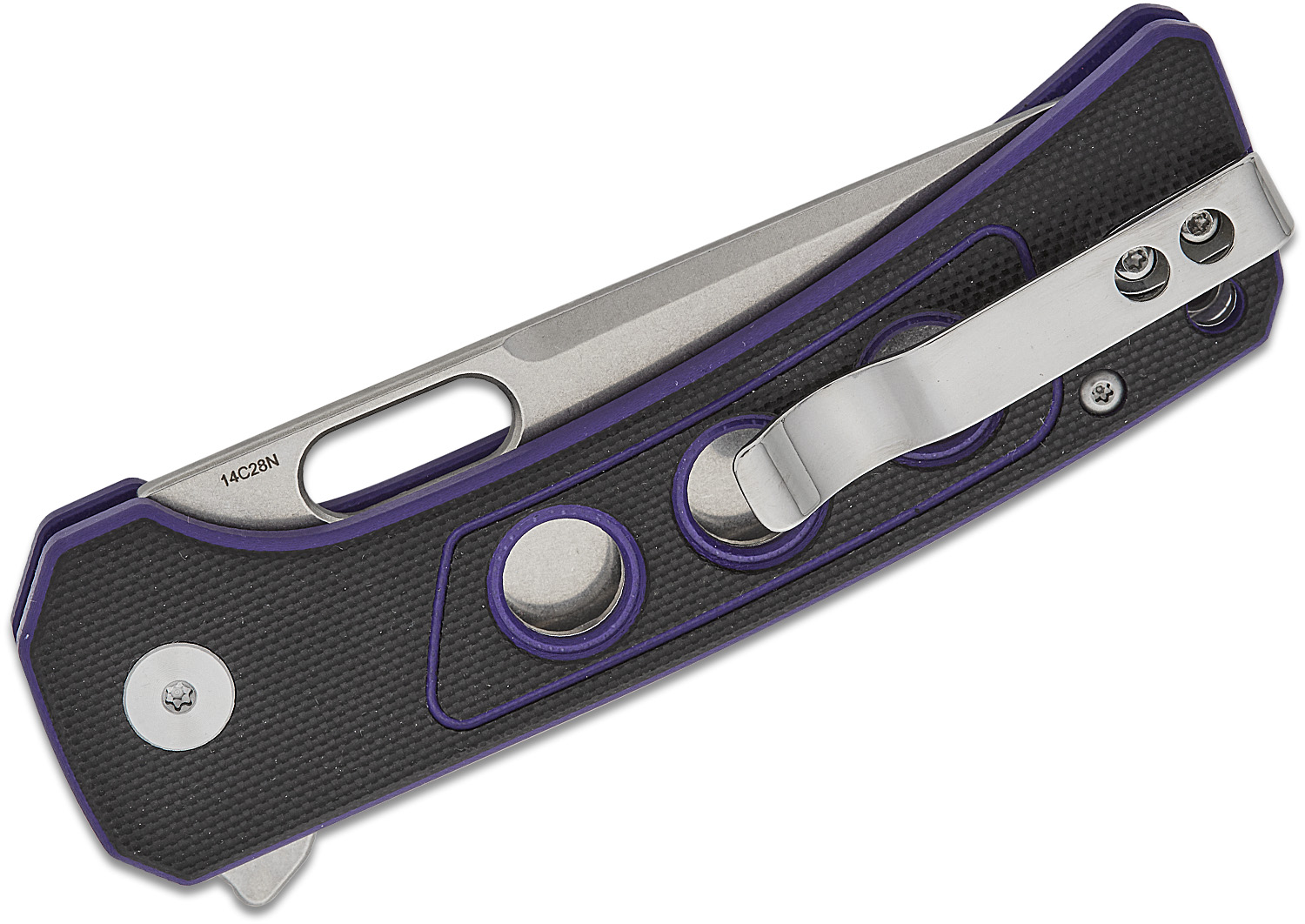 QSP Knives Unicorn Button Lock Flipper Knife 3.25" 14C28N Stonewashed ...