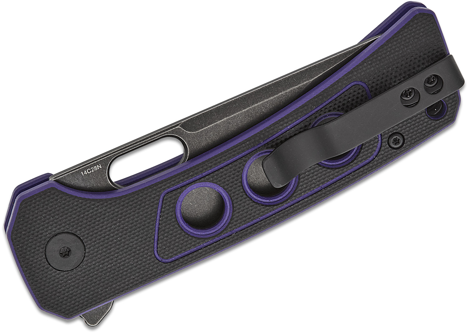 QSP Knives Unicorn Button Lock Flipper Knife 3.25" 14C28N Black ...