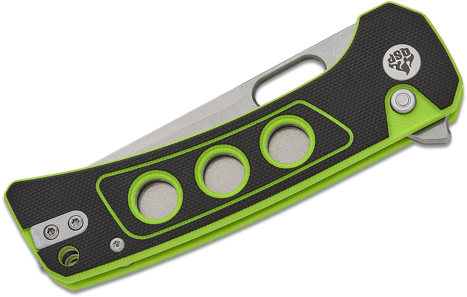 QSP Knives Unicorn Button Lock Flipper Knife 3.25" 14C28N Stonewashed ...