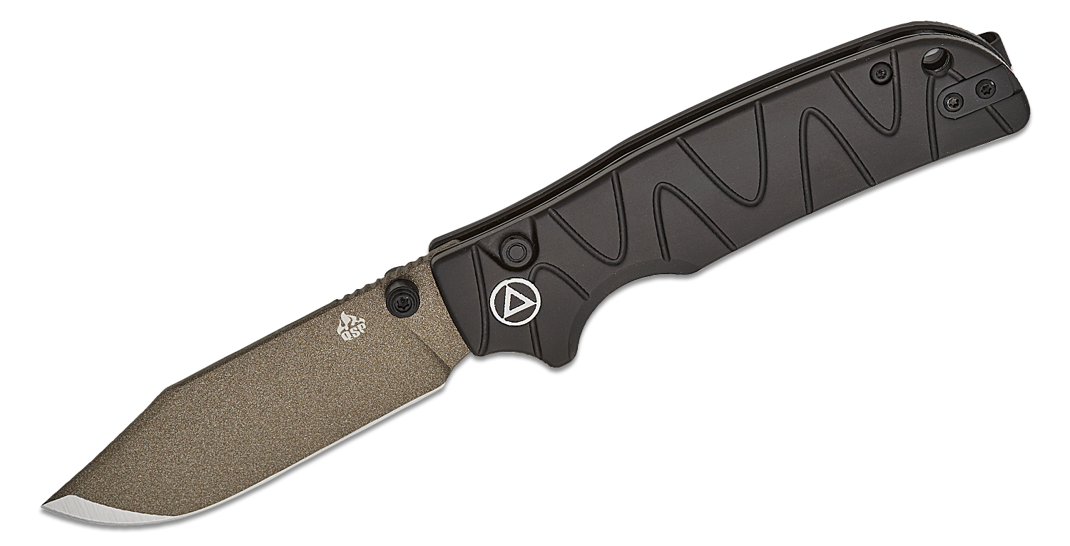 QSP Knives Kali Button Lock Folding Knife 3.25" 14C28N Champagne Clip ...