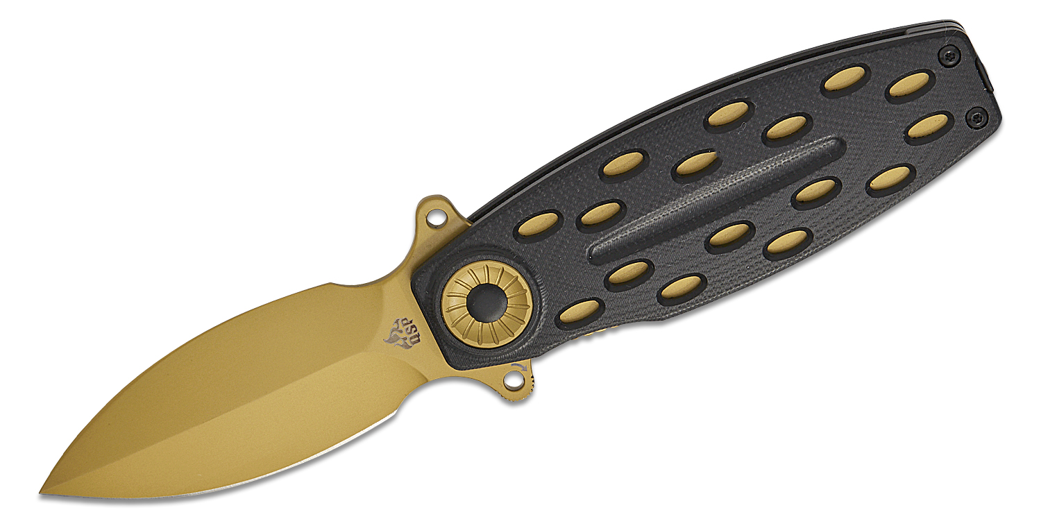 QSP Knives Beetle Liner Lock Flipper Knife 2.95" 14C28N Bronze Single ...