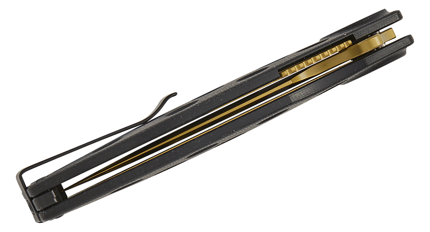 QSP Knives Beetle Liner Lock Flipper Knife 2.95" 14C28N Bronze Single ...