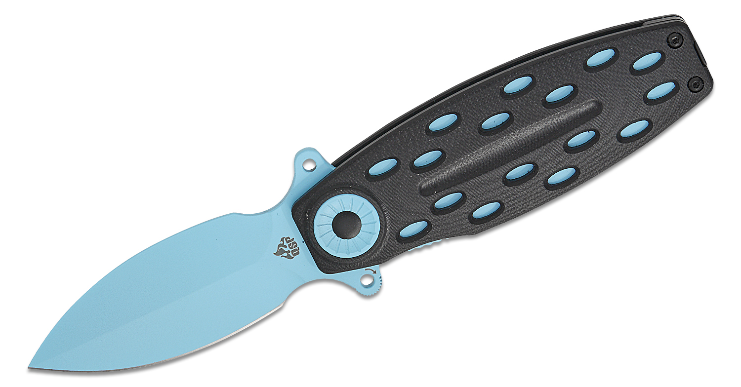 QSP Knives Beetle Liner Lock Flipper Knife 2.95" 14C28N Blue Single ...