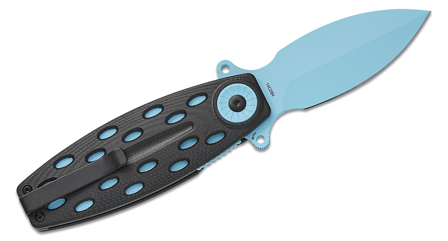QSP Knives Beetle Liner Lock Flipper Knife 2.95" 14C28N Blue Single ...