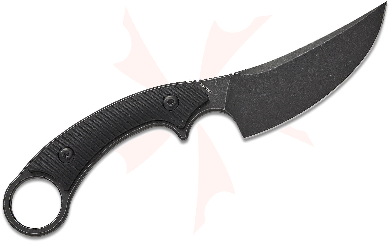 QSP Knives Viper Fixed Blade Knife 4" 10Cr15MoV Black Stonewashed ...