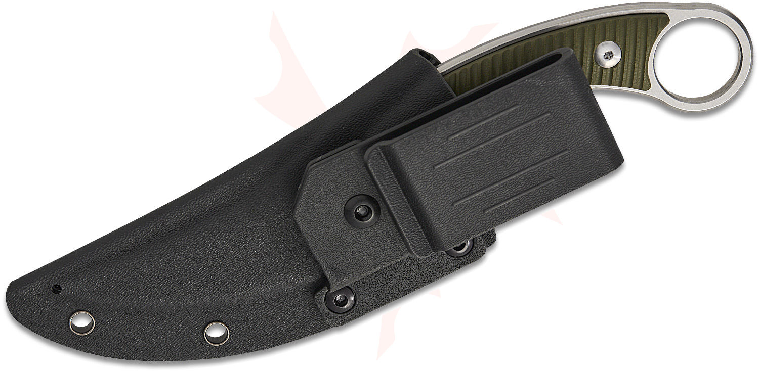 QSP Knives Viper Fixed Blade Knife 4" 10Cr15MoV Stonewashed Trailing ...