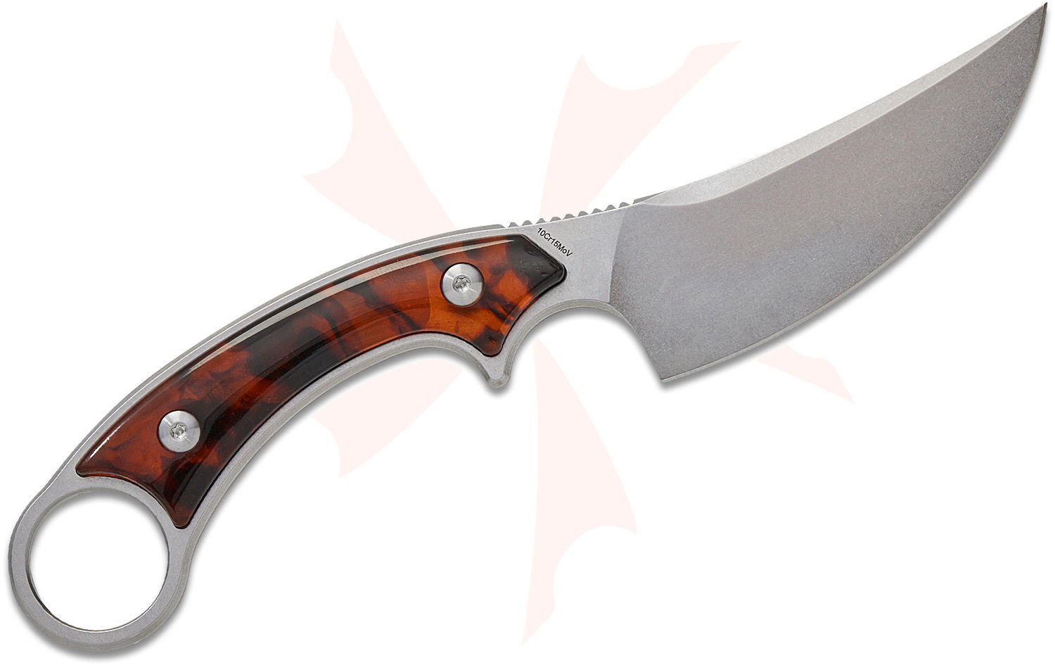 QSP Knives Viper Fixed Blade Knife 4" 10Cr15MoV Stonewashed Trailing ...