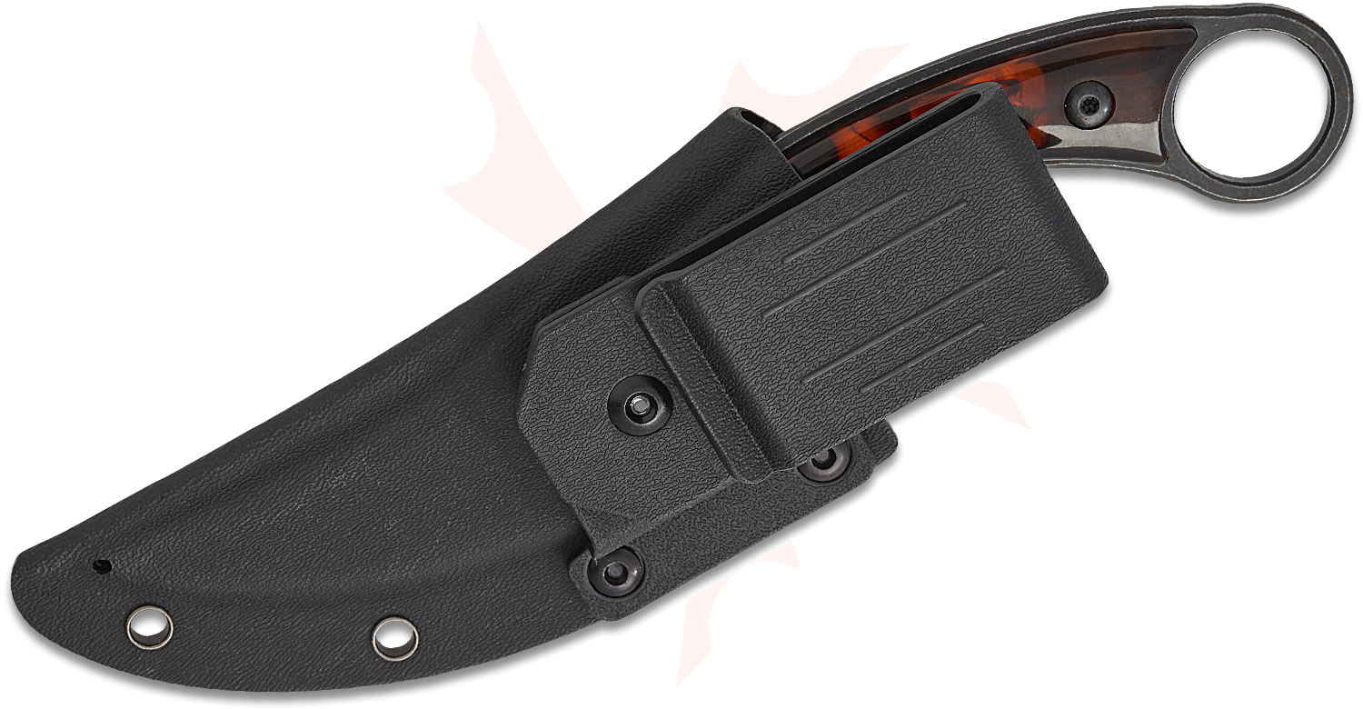 QSP Knives Viper Fixed Blade Knife 4" 10Cr15MoV Black Stonewashed ...