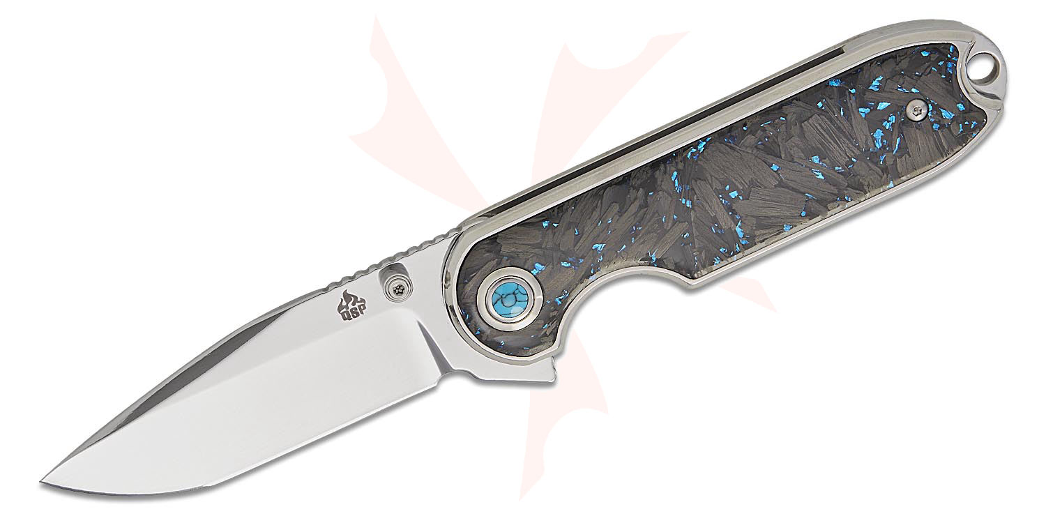 QSP Knives Nebula Flipper Knife 2.93" 14C28N Mirror Polished Clip Point ...