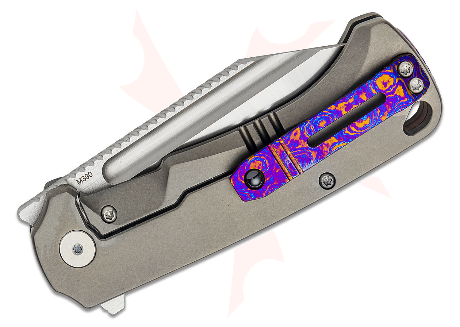 QSP Knives Rhino Flipper Knife 3.25" M390 Satin Flat Ground Clip Point ...