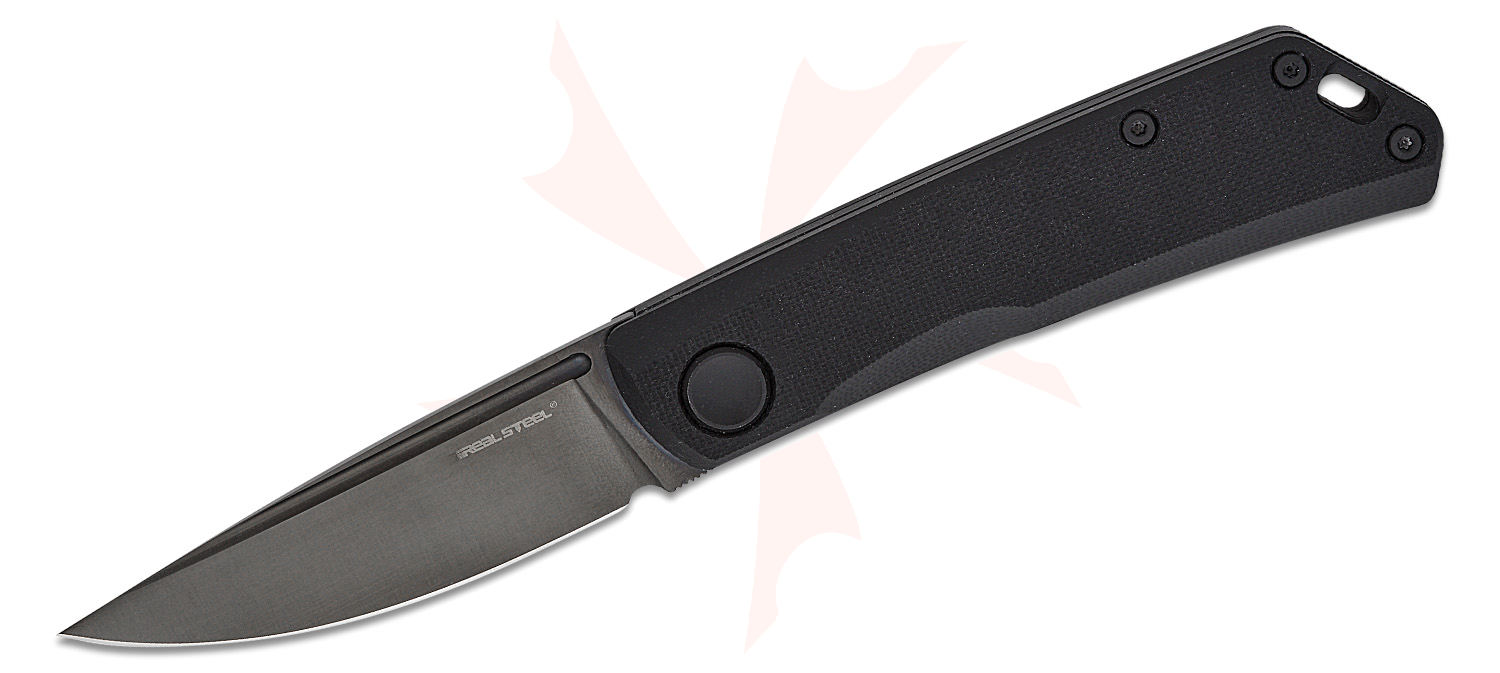 Real Steel Knives Luna Lux Slipjoint Folding Knife 2.76" K110 Black DLC ...