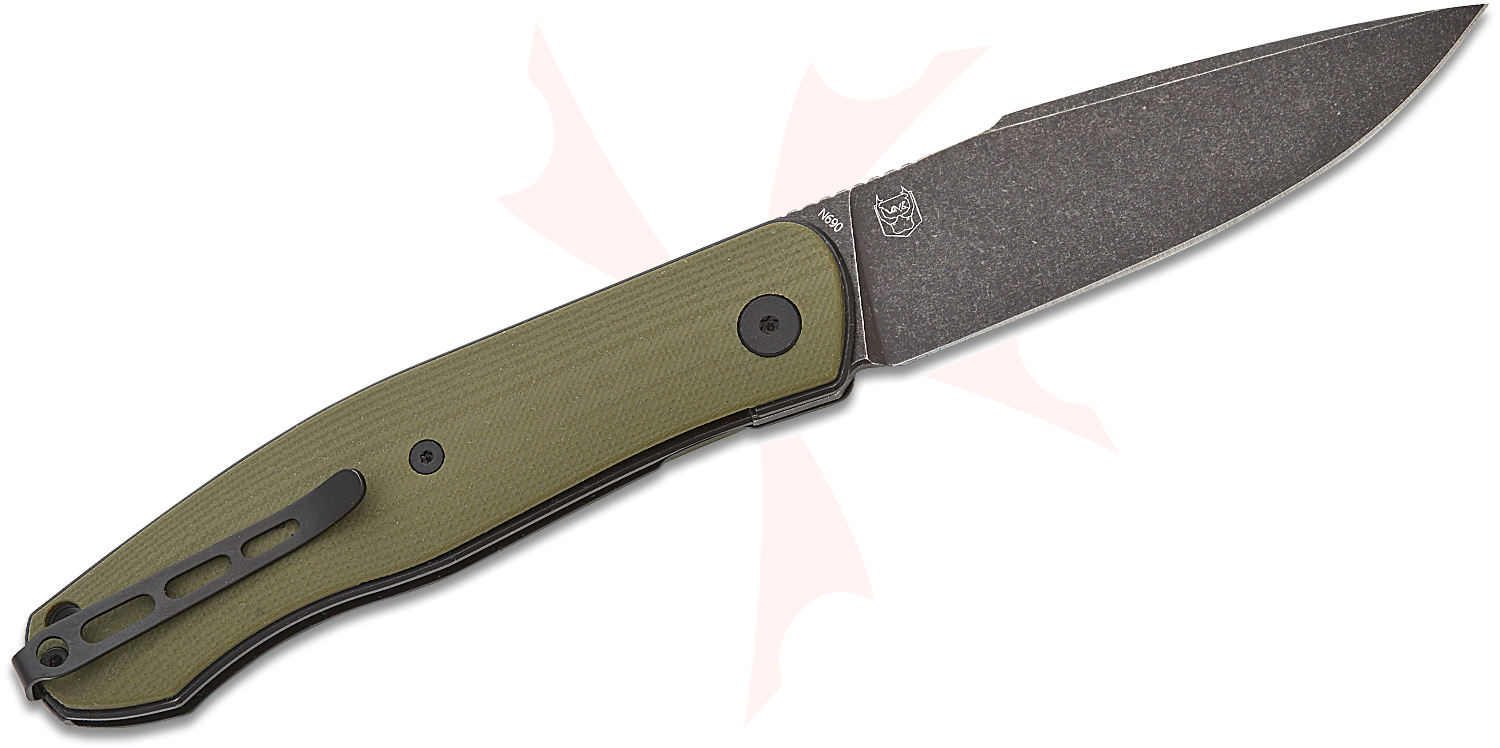 Real Steel Knives Serenity Liner Lock Front Flipper Knife 3.43" N690 Black Stonewashed Harpoon ...